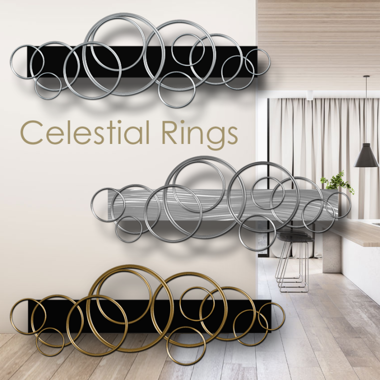 'Celestial Rings' Decorative 3D Metal Wall Panel Minimalist Design