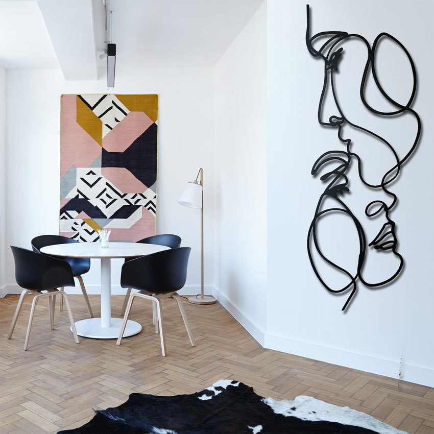 'Tender Moment' Line Style Wall Art Modern Metal Artwork