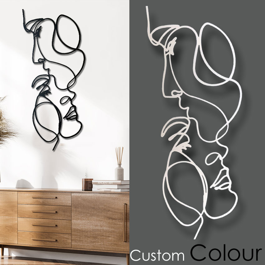 'Tender Moment' Line Style Wall Art Modern Metal Artwork